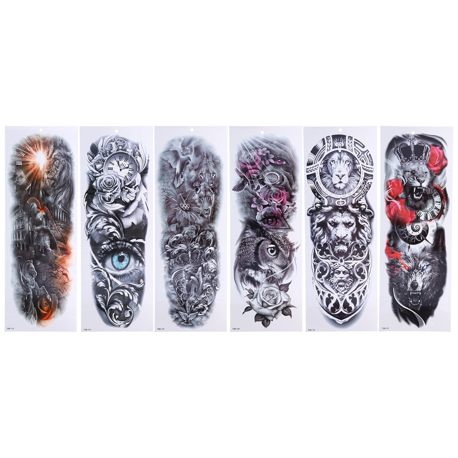 6 Sheets Full Sleeve Temporary Tattoos Stickers Watrproof Extra Large ...