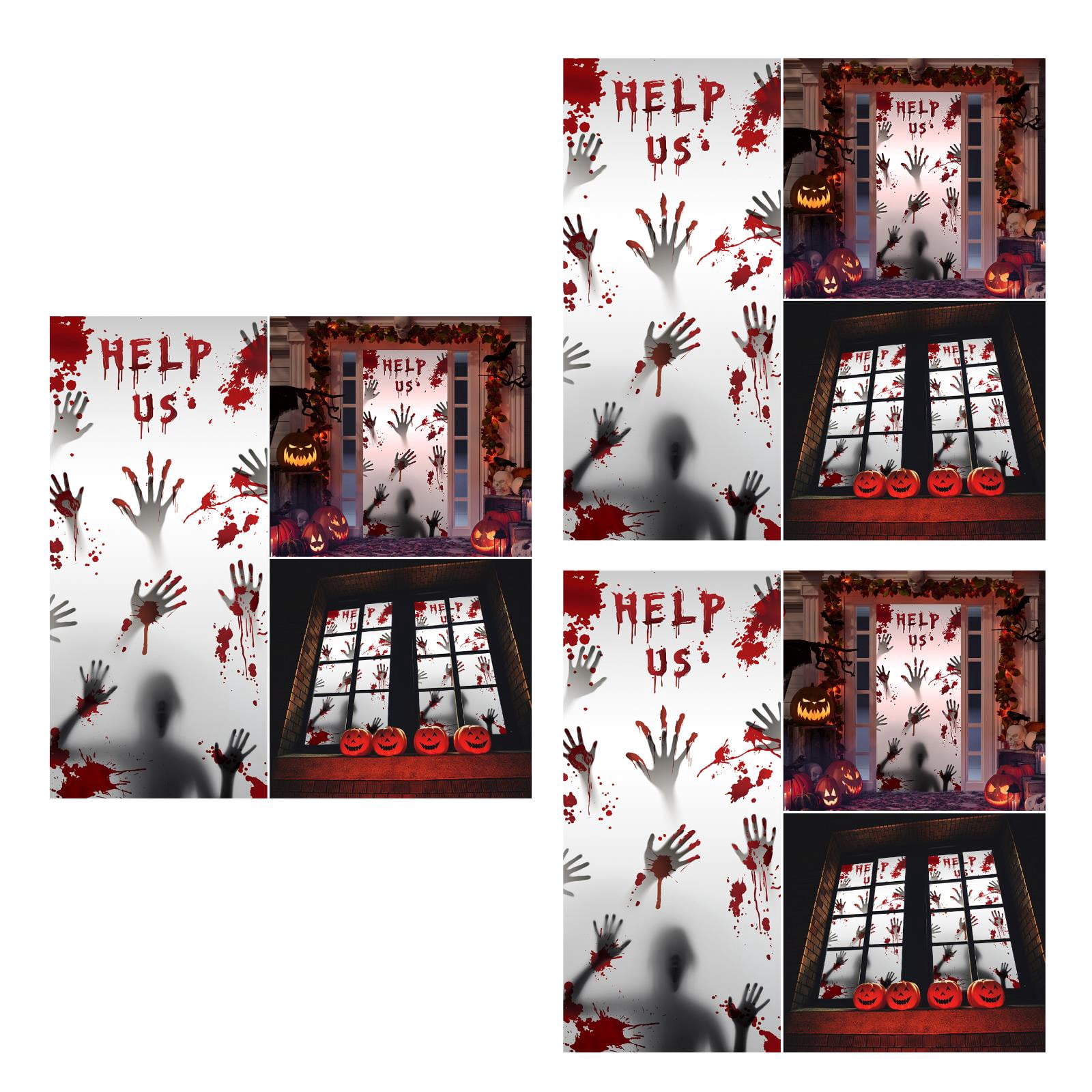 6 Sheets Halloween Door Cover Spooky Help Us Sign Halloween Door ...