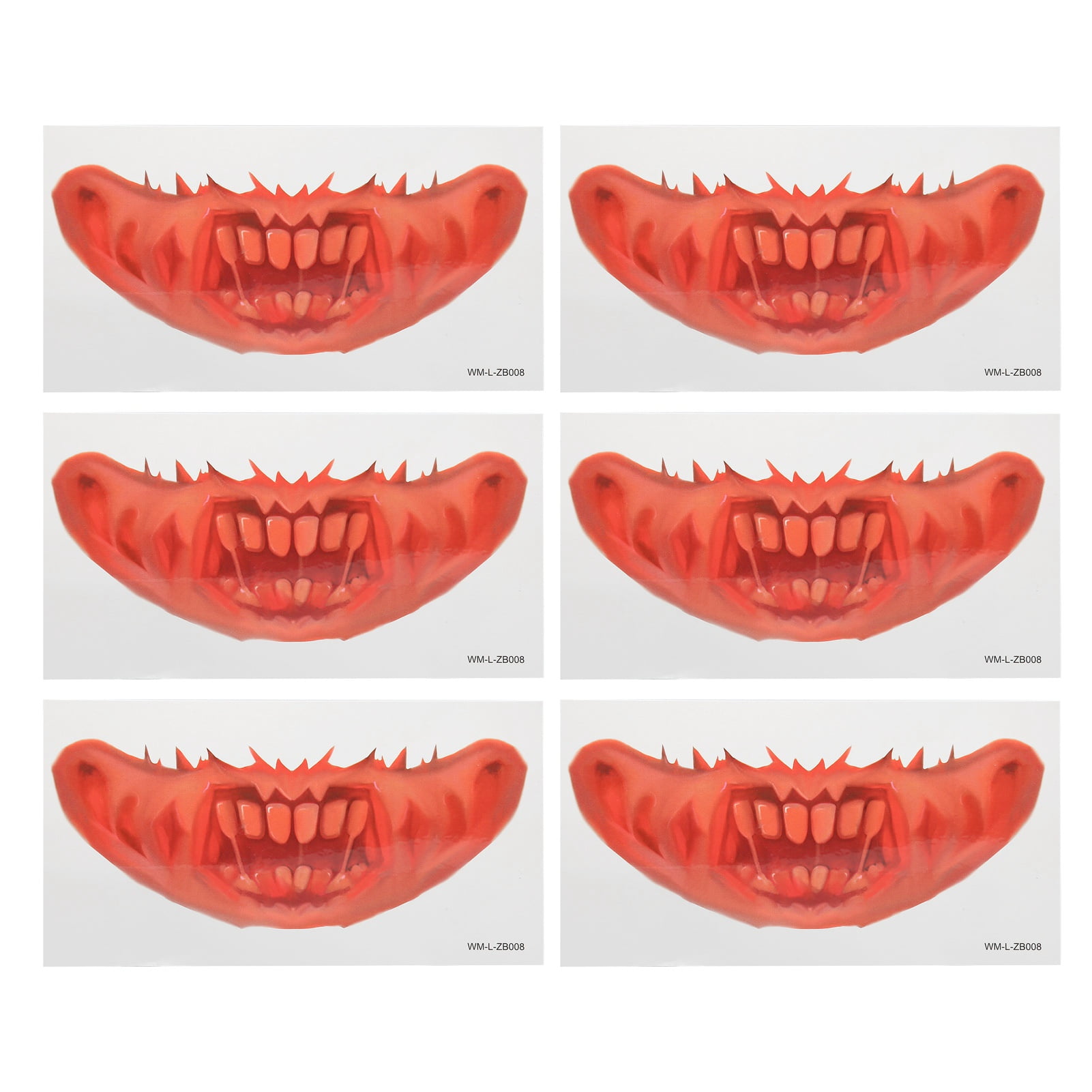 6 Sheets Halloween Tattoo Sticker Horror Mouth Waterproof Scar Scab ...