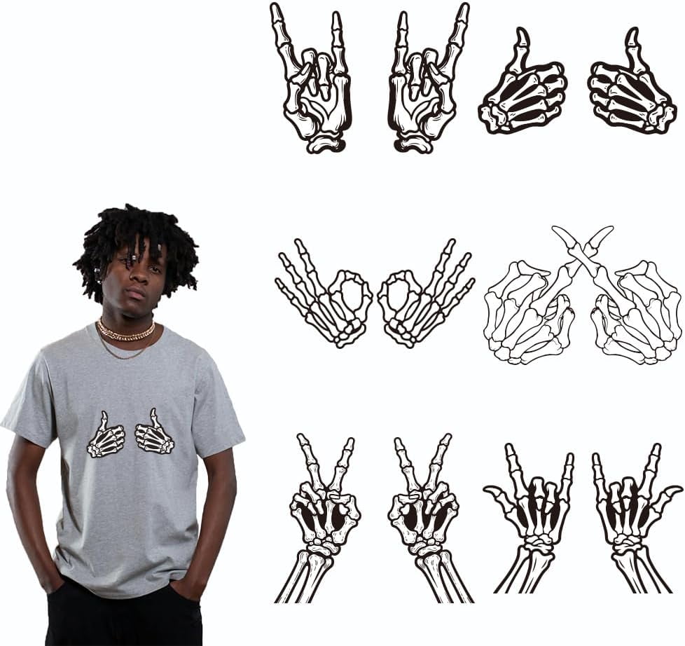 6 Sheets Hand Cloth Iron on Stickers Hand Gesture Heat Transfer ...