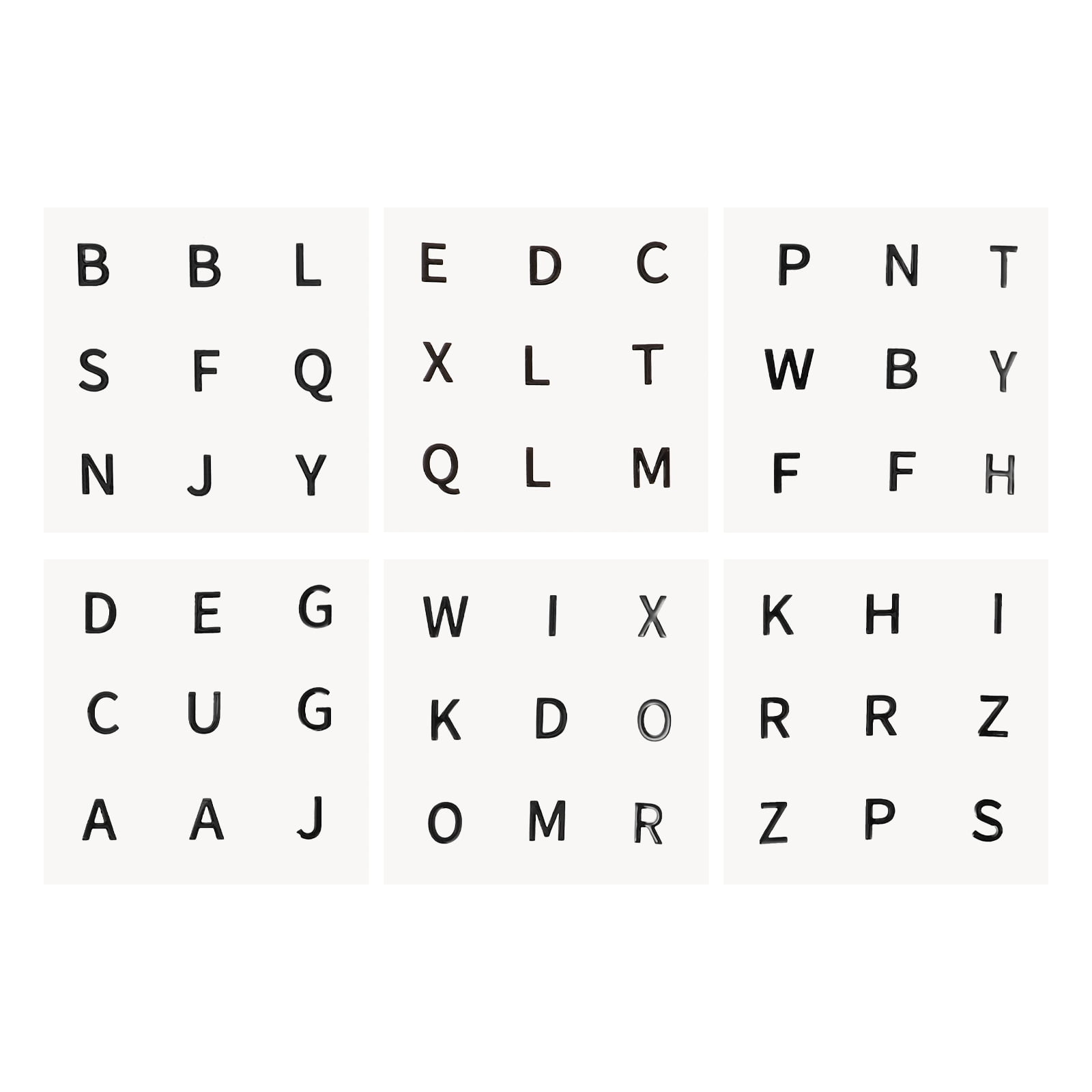 6 Sheets Large Print Puzzle Cube Decal Convex Alphabet Stickers Black ...