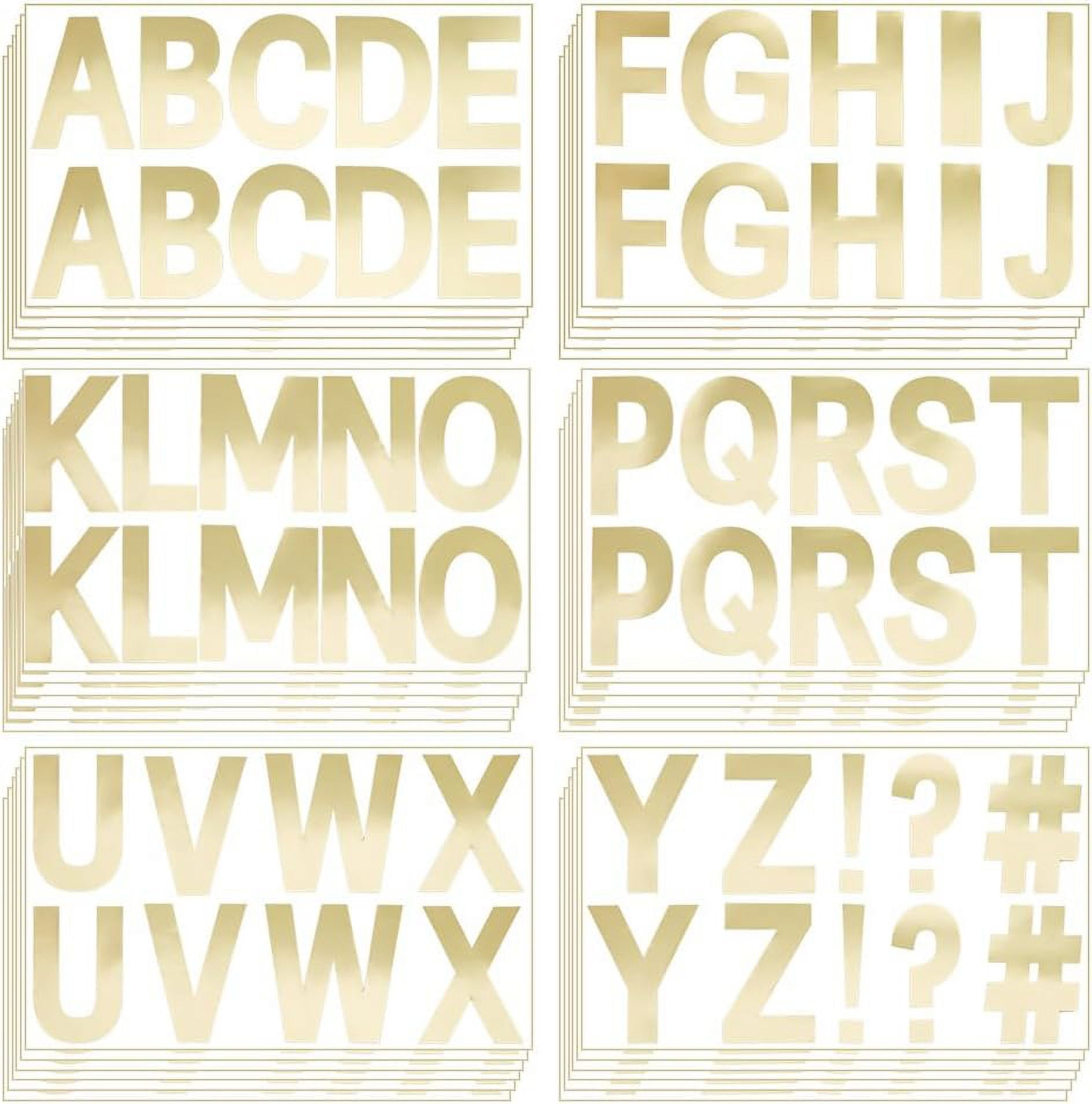 6 Sheets Letter Number Stickers Small Golden Self Adhesive Alphabet ...