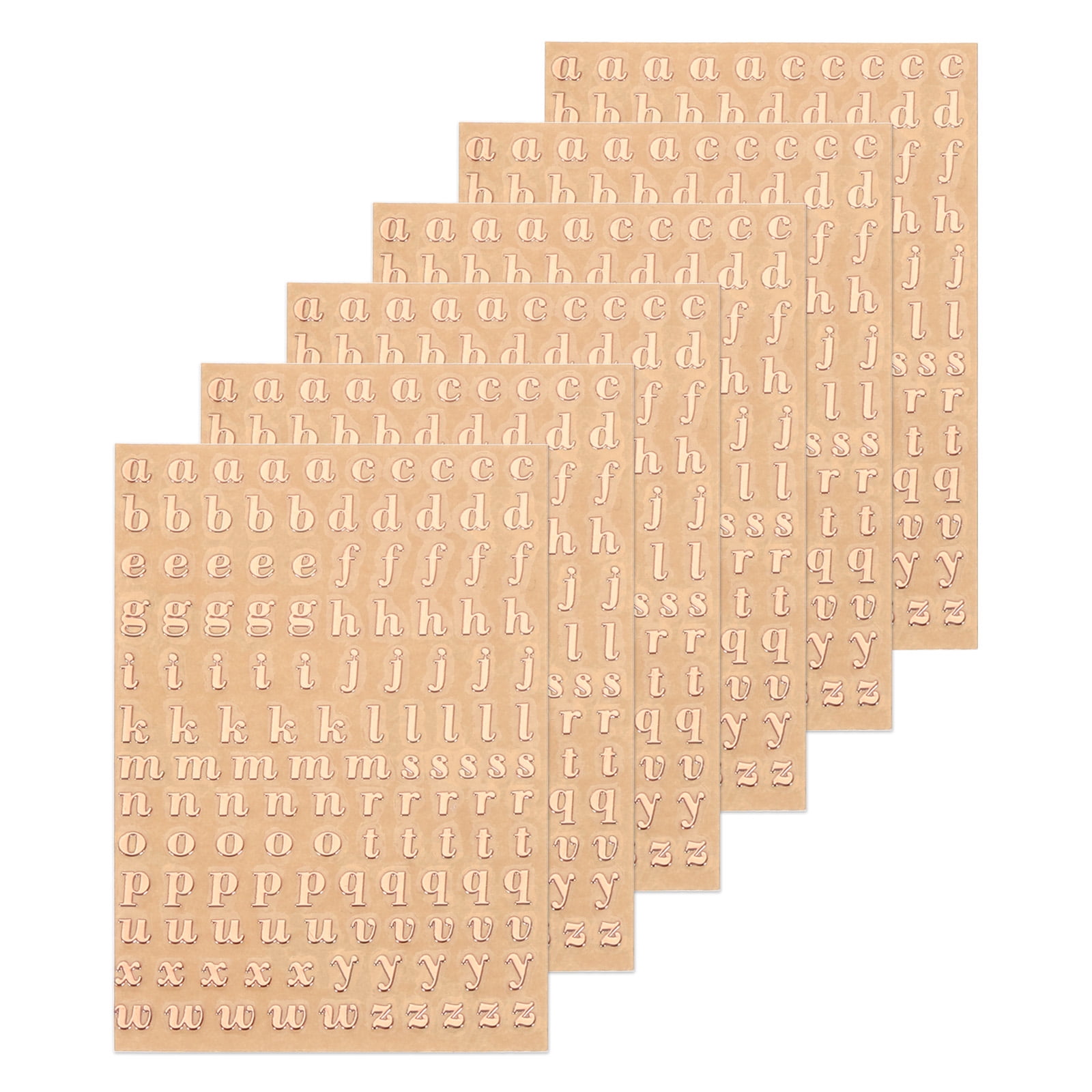 6 Sheets Letter Resin Stickers 3D A to Z Rose Gold Mini Alphabet ...