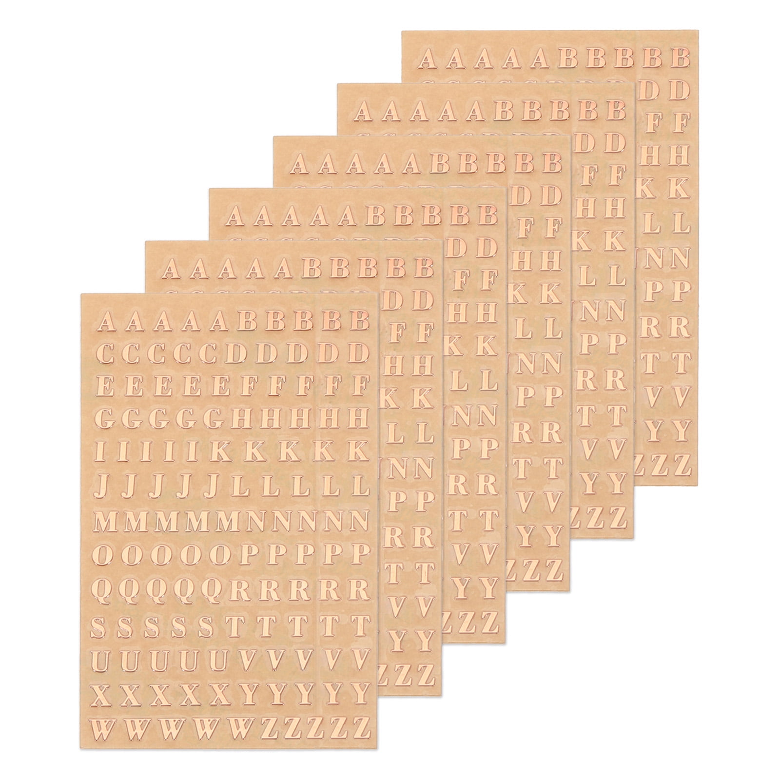 6 Sheets Letter Resin Stickers 3D A to Z Rose Gold Mini Alphabet ...
