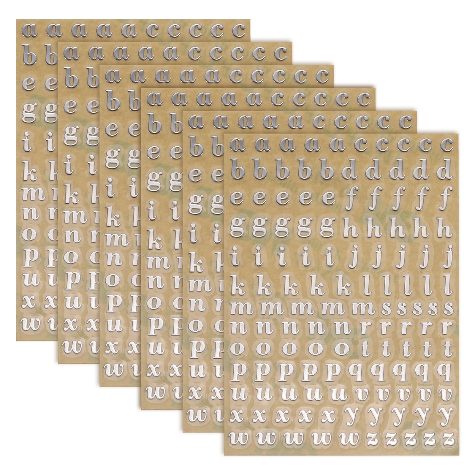 6 Sheets Letter Stickers 0.18" 3D Mini Letter Stickers Alloy Self ...