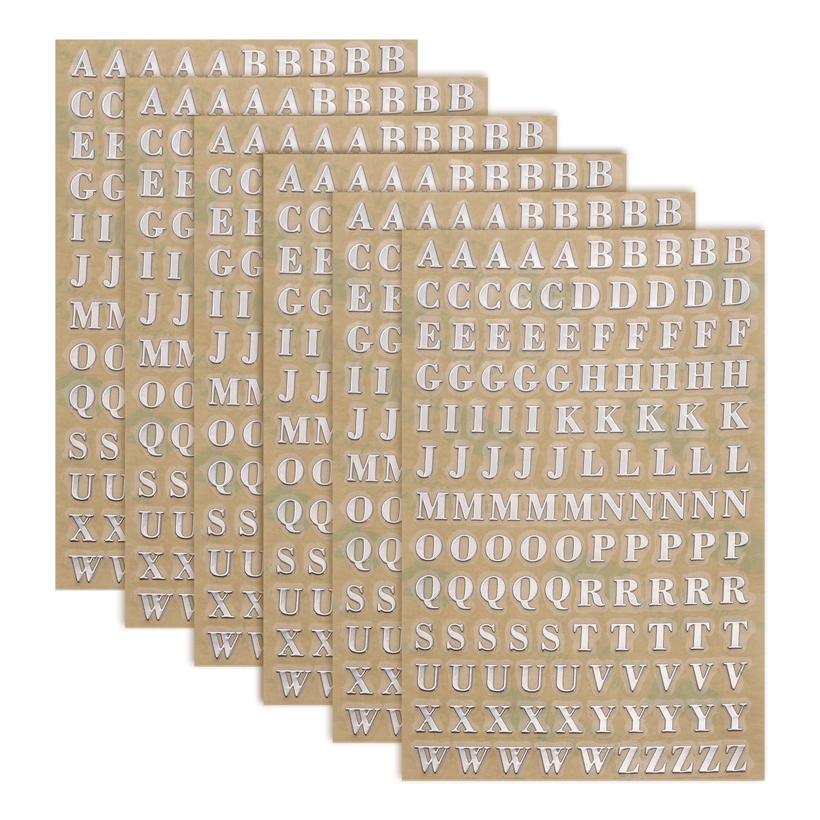 6 Sheets Letter Stickers 0.18" 3D Mini Letter Stickers Alloy Self ...