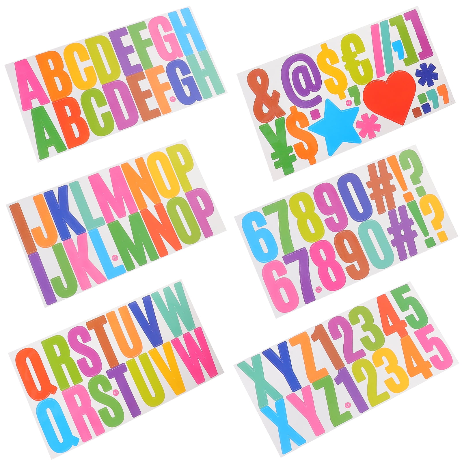 6 Sheets Letter Stickers Number Scrapbook Applique Alphabet by ...