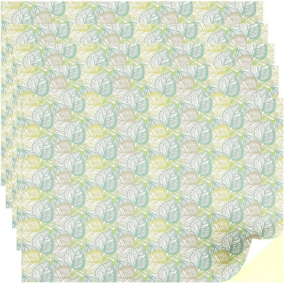 6 Sheets Mini House Green Leaves Wallpaper Floorboards Miniature Self ...