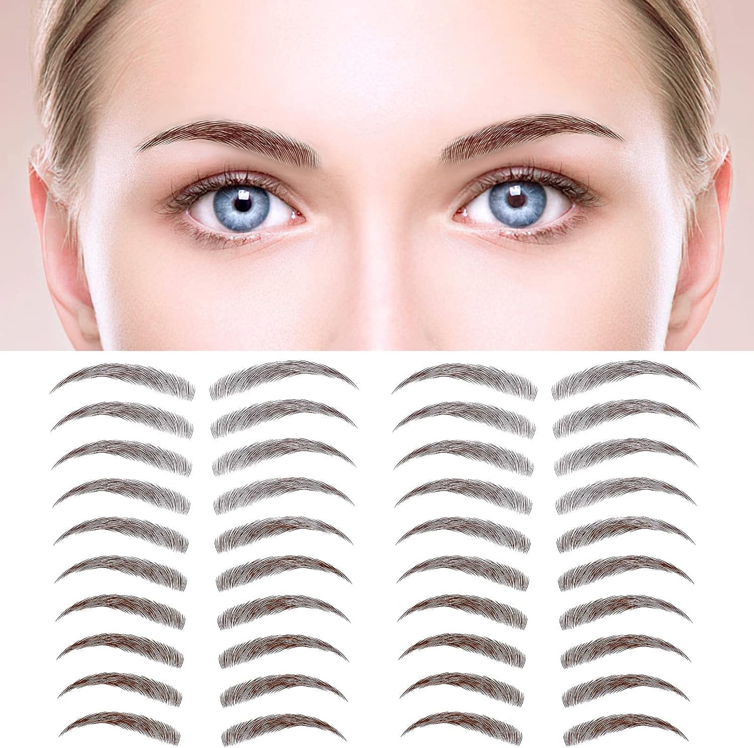 Waterproof 4D Hair-Like Natural Fake Eyebrow Stickers, 6 Sheets ...