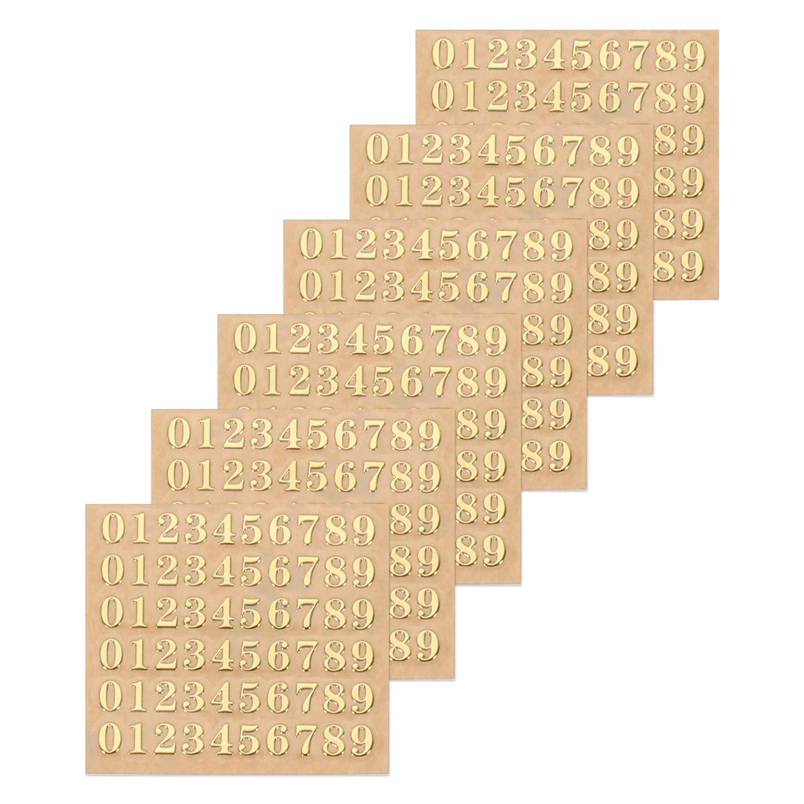 6 Sheets Number Resin Stickers 3D 1 to 9 Gold Mini Number Sticker ...