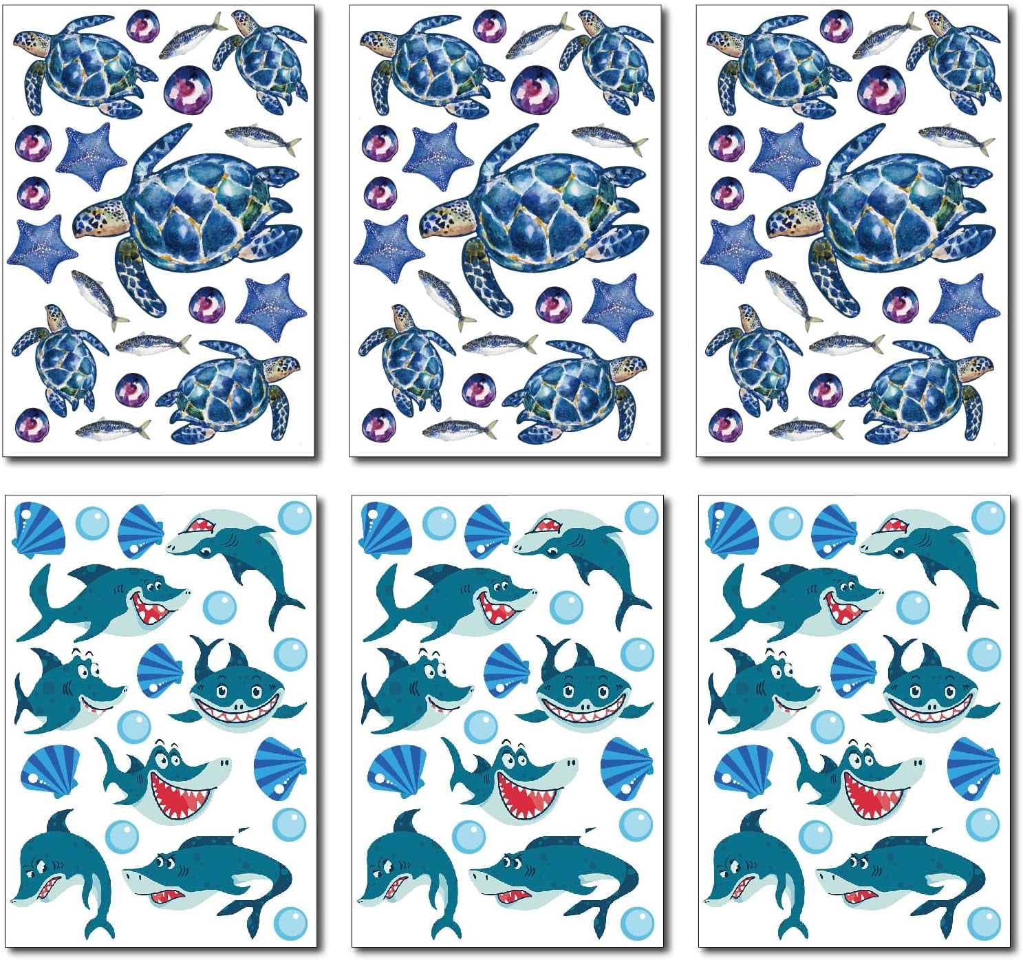 6 Sheets Ocean Sea Fish Wall Stickers Irregular Wall Decal Plastic Self ...