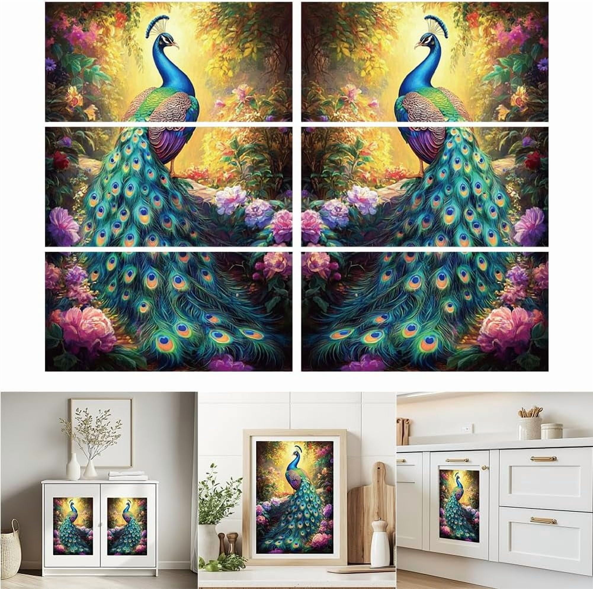6 Sheets Peacock Furniture Transfer 11.8x5.9inch Vintage Peony Flowers ...