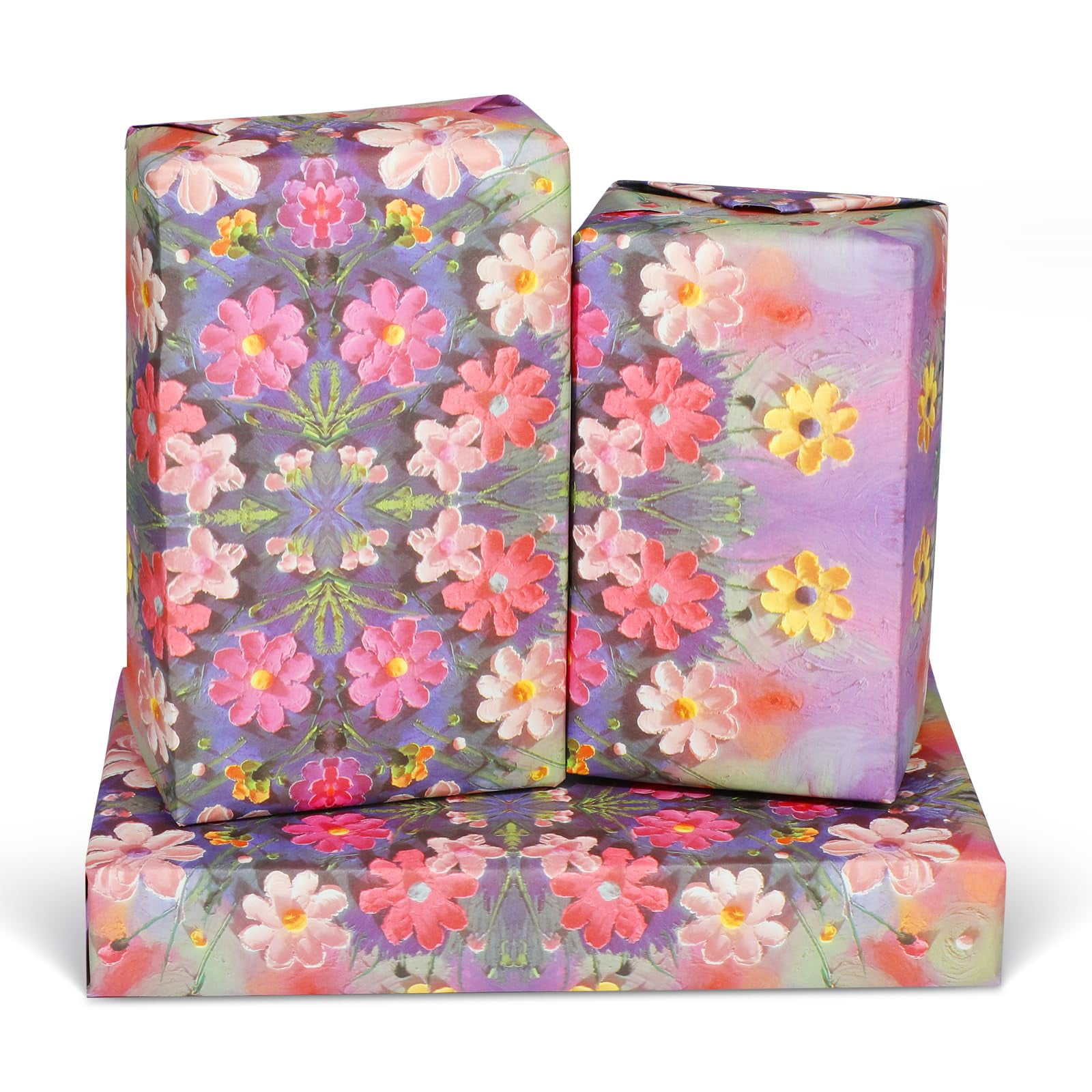 6 Sheets Purple Floral RRF12 Wrapping Paper Oil Painting Wildflower ...