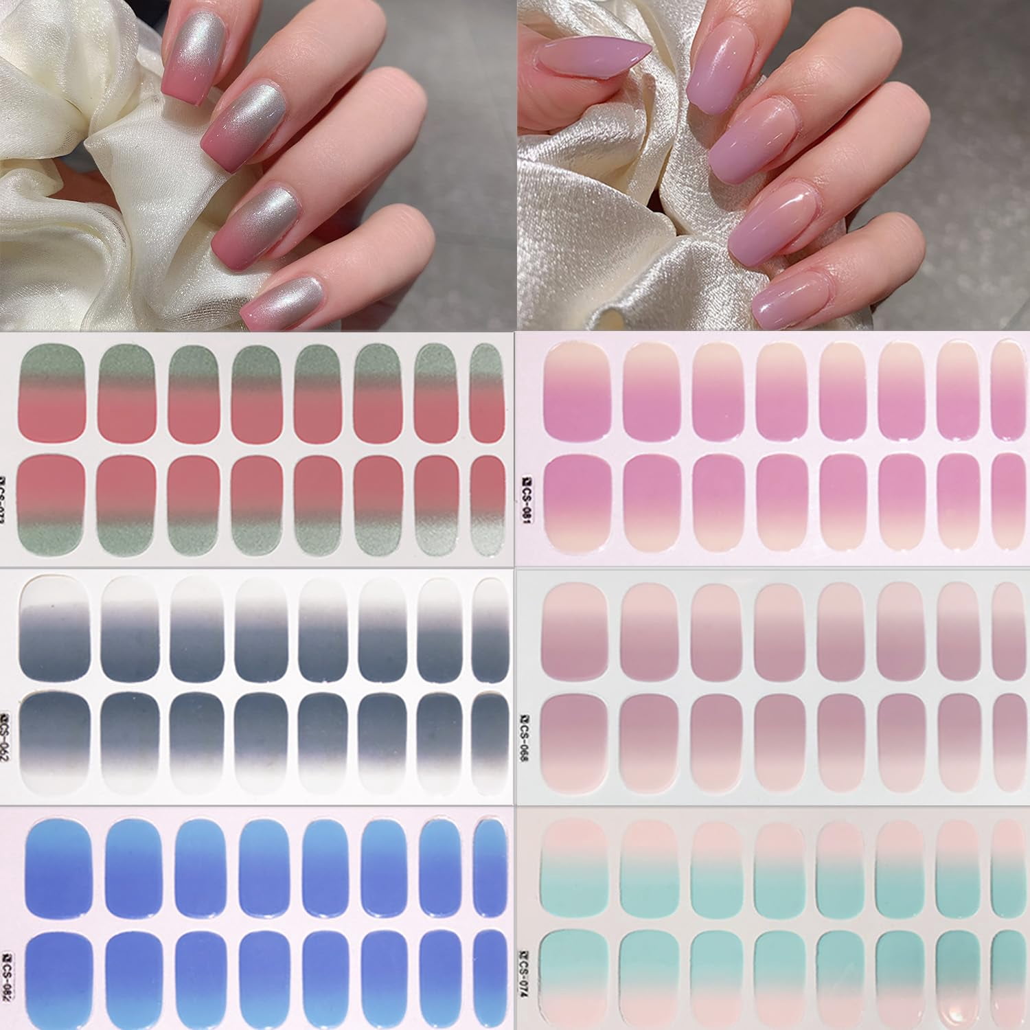 6 Sheets Solid Color Gel Stickers for Art,Self Adhesive Gradient ...
