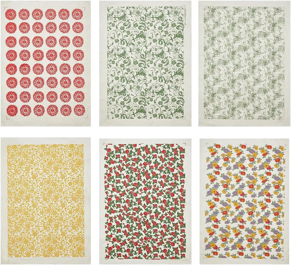 6 Sheets 6 Styles Flower Pattern Paper Ceramic Decals Pottery Ceramics ...