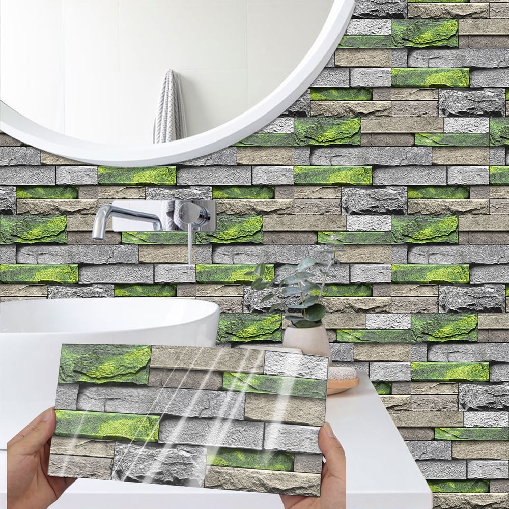 6 Sheets Tile Stickers Peel and Stick Waterproof 11.8"x5.9" Mosaic ...