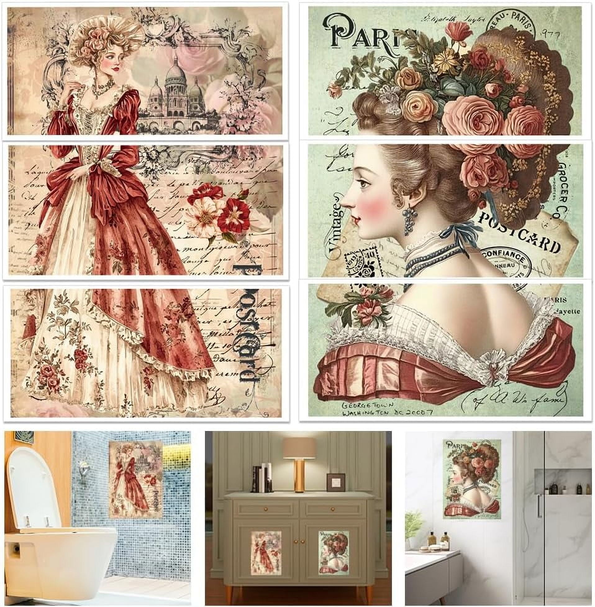 6 Sheets Vintage Victoria Lady Furniture Transfer 6x12inch Flowers ...