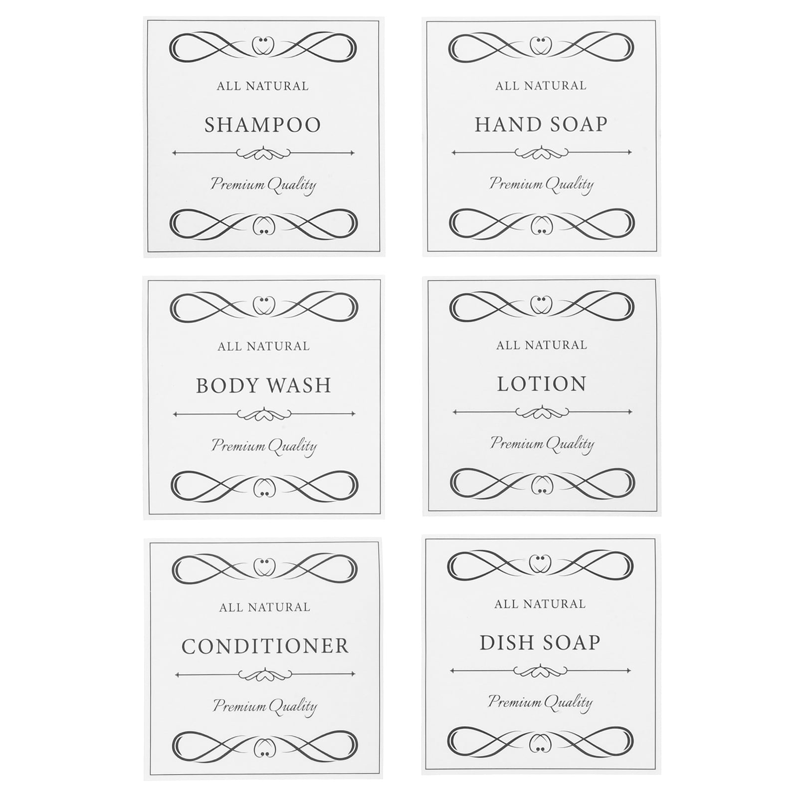 6 Sheets of Waterproof Hand Soap Labels Stickers for Bathroom Bottles ...