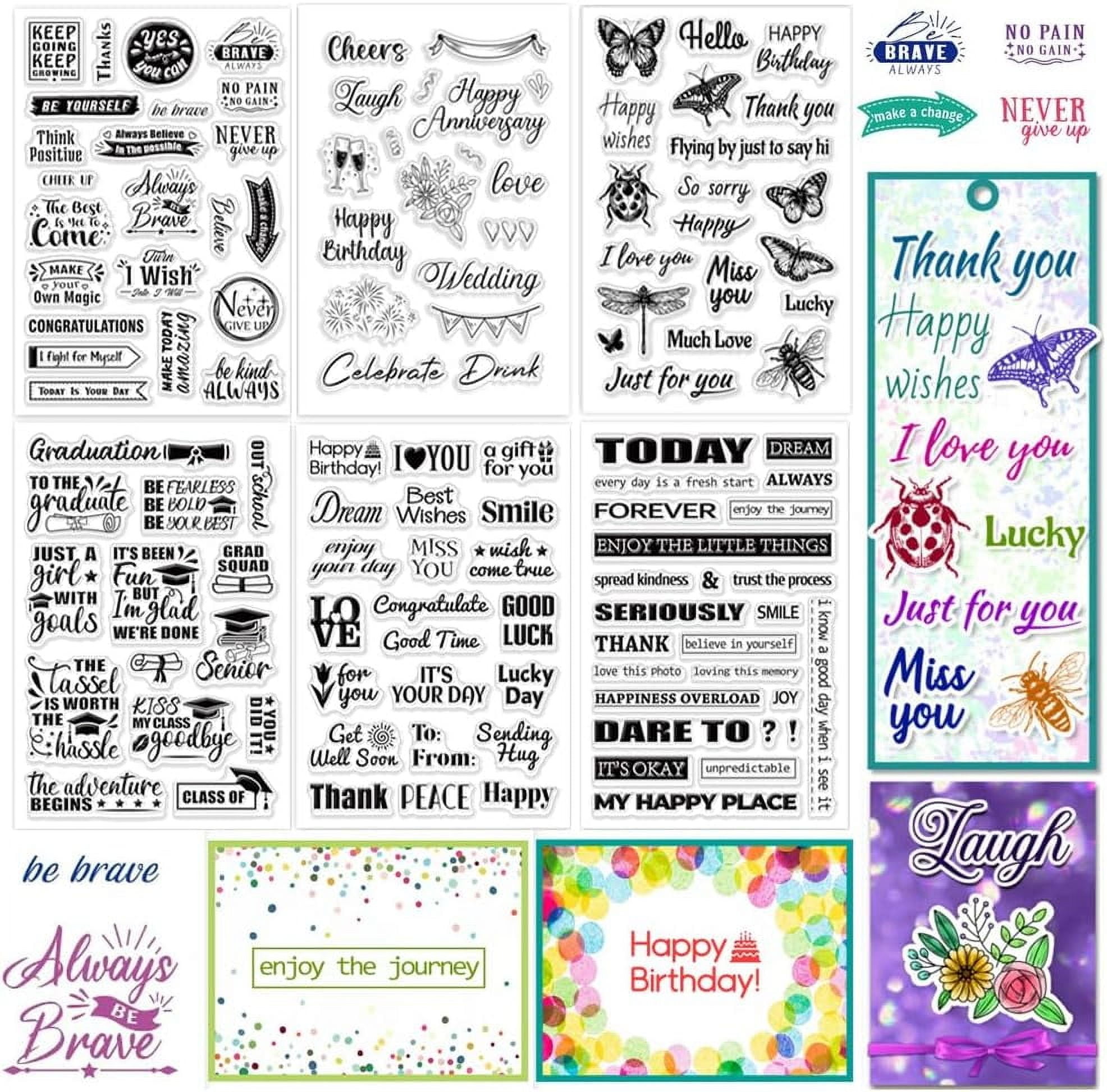 6 Sheets Words Clear Stamps for Card Making Sentiment Stamp with ...