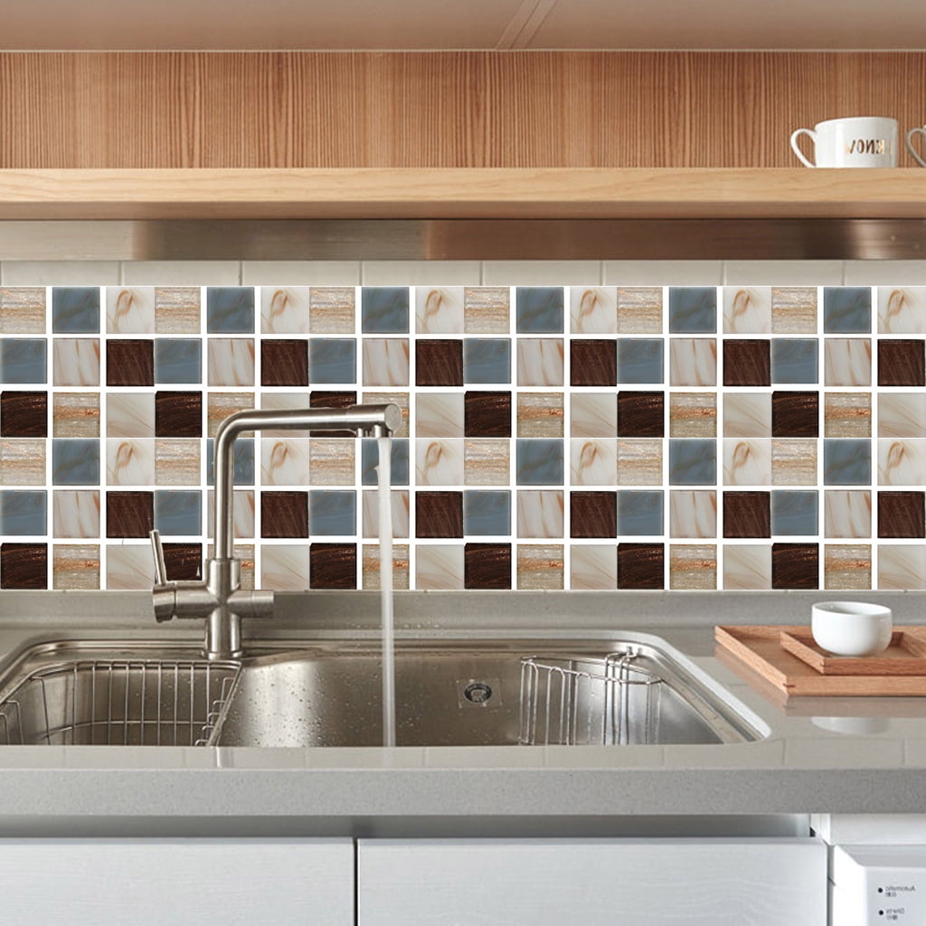 6 Sheets/set Kitchen Waterproof Oil-proof Wallpaper Removable PVC ...