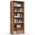 6 Shelf Bookcase Industrial Modern Rustic Brown Floor Standing Open ...