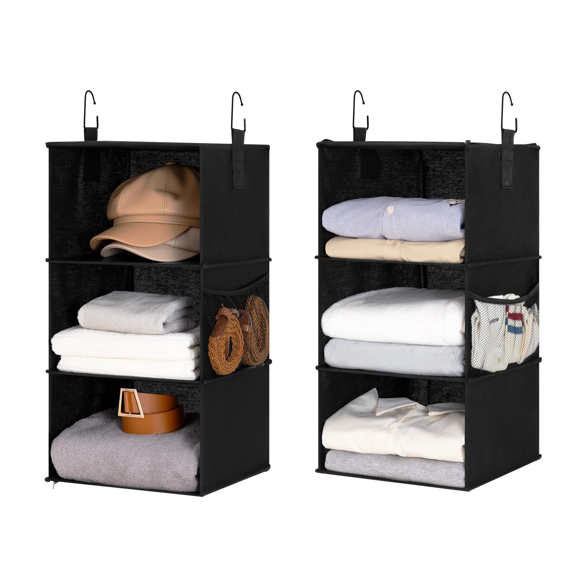6-Shelf Closet Organizers, Two 3-Shelf Separable Hanging Shelves for ...