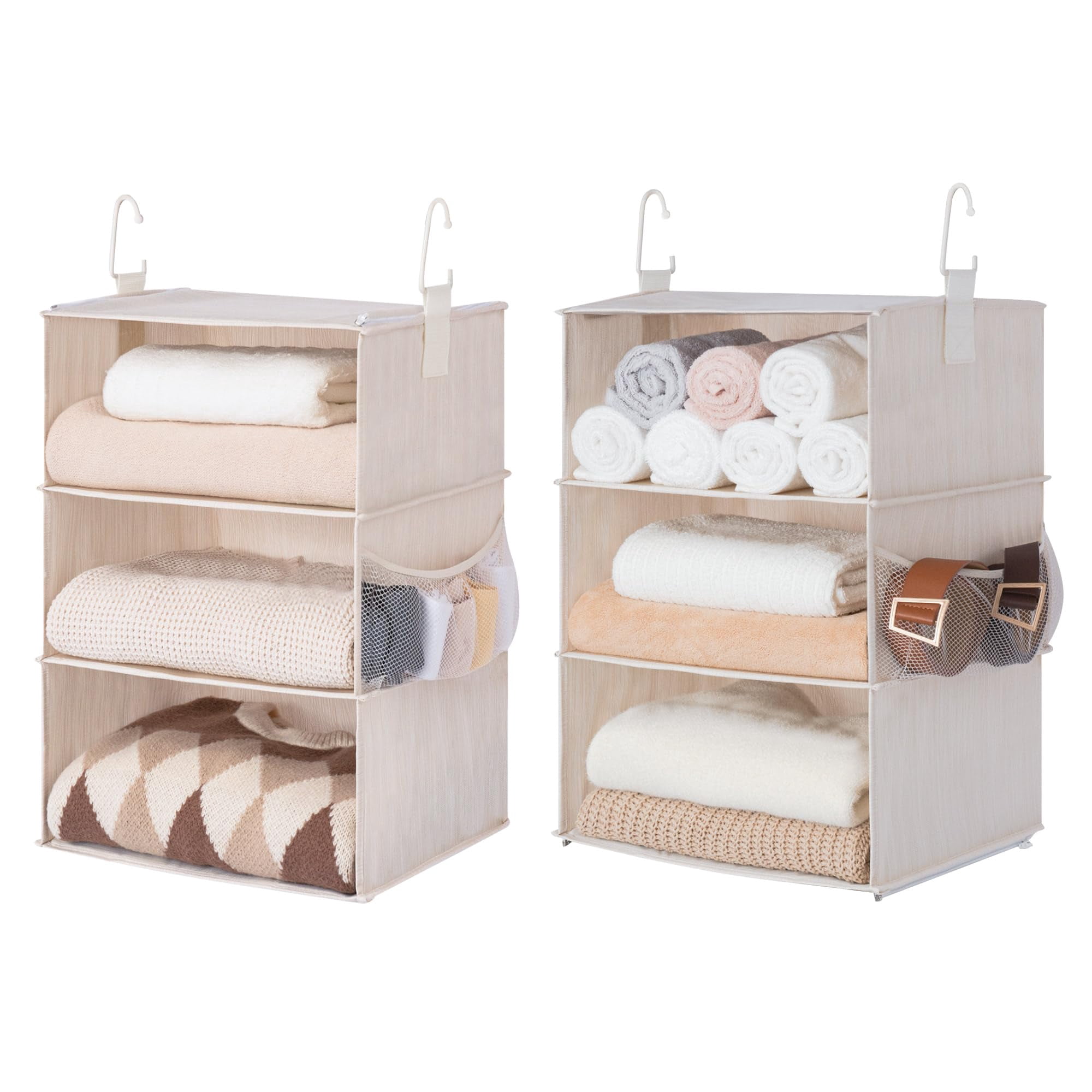 6-Shelf Closet Organizers, Two 3-Shelf Separable Hanging Shelves for ...