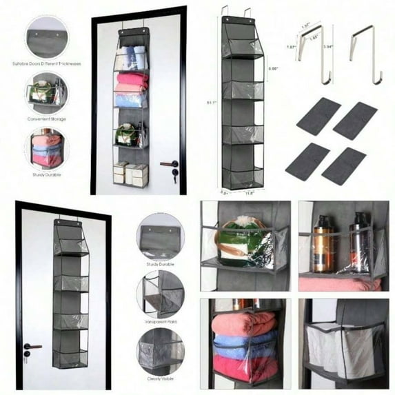 6 - Shelf Over Door Hanging Pantry Organizer, Behind Door Storage ...