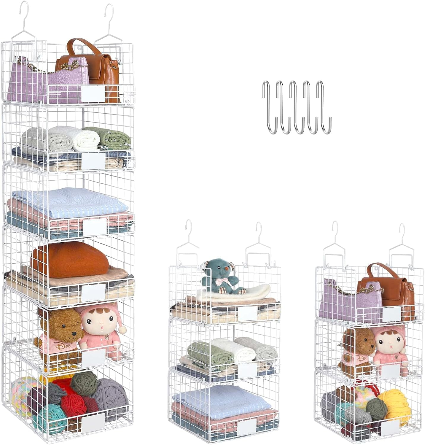 Free Shipping! 6 Shelf Hanging Closet Organizer with Name Plate S Hooks ...