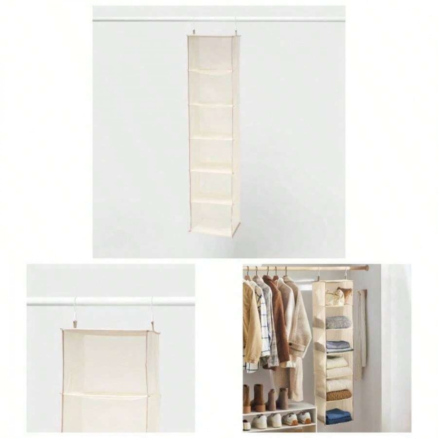 6 Shelf Hanging Closet Organizer Tan - Walmart.com