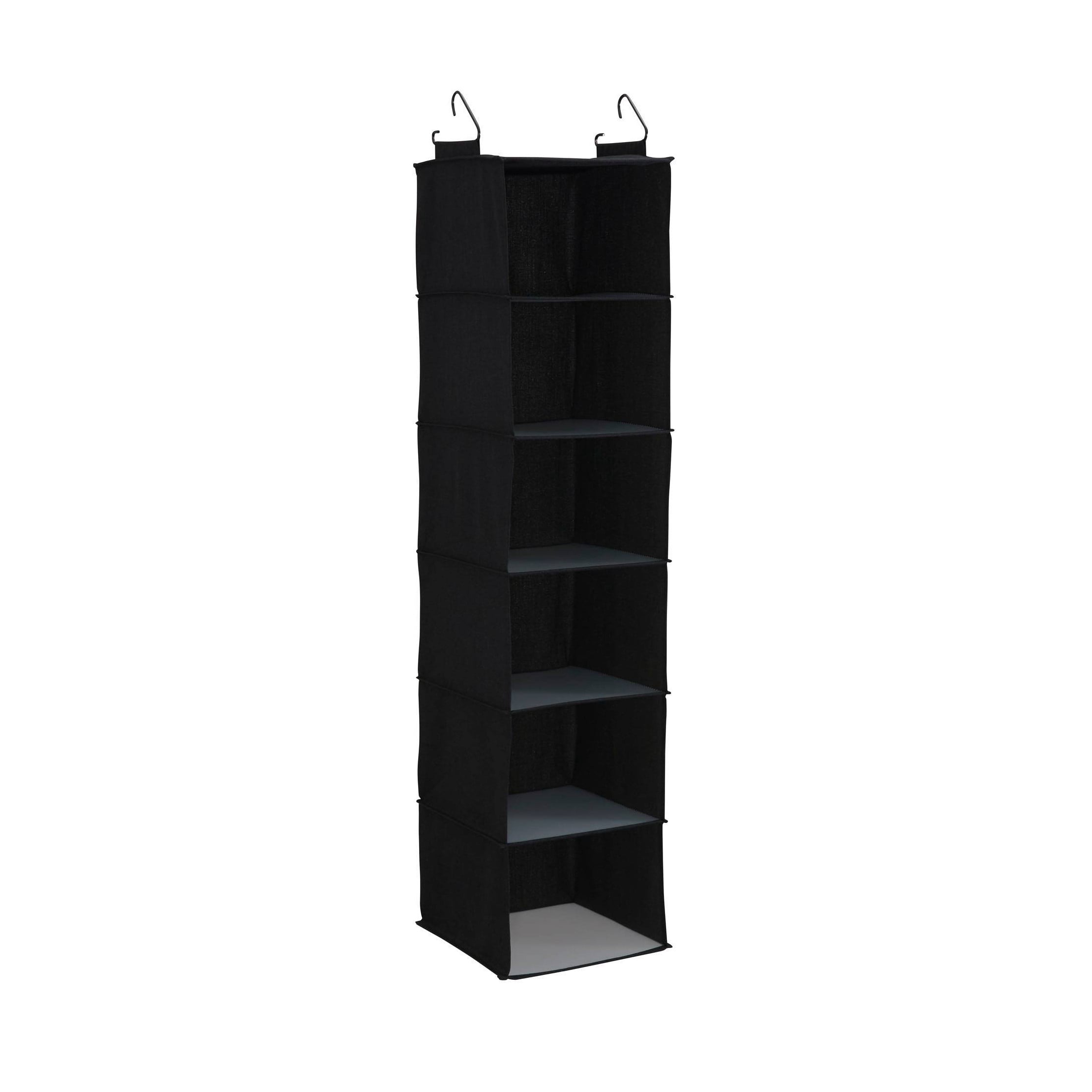6 Shelf Hanging Organizer Black Linen: Closet Hanging Storage, Plastic ...