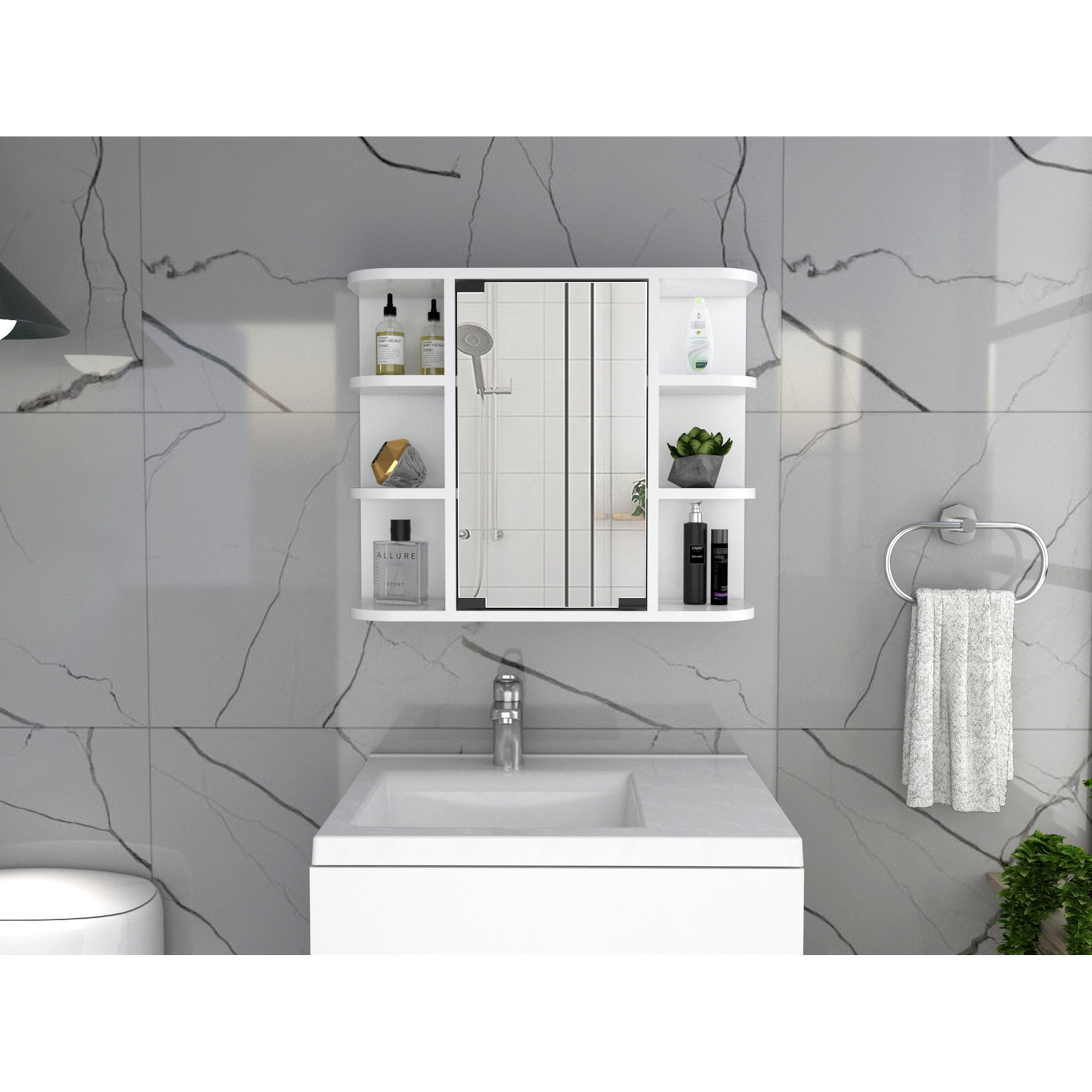 6-Shelf Medicine Cabinet for Bedroom | Three Center Shelves for Neat ...