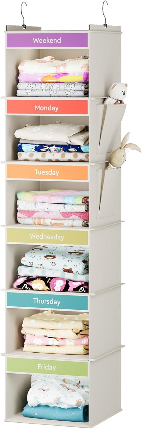 6-Shelf Weekly Hanging Closet Organizer, Weekly Clothes Organizers for ...