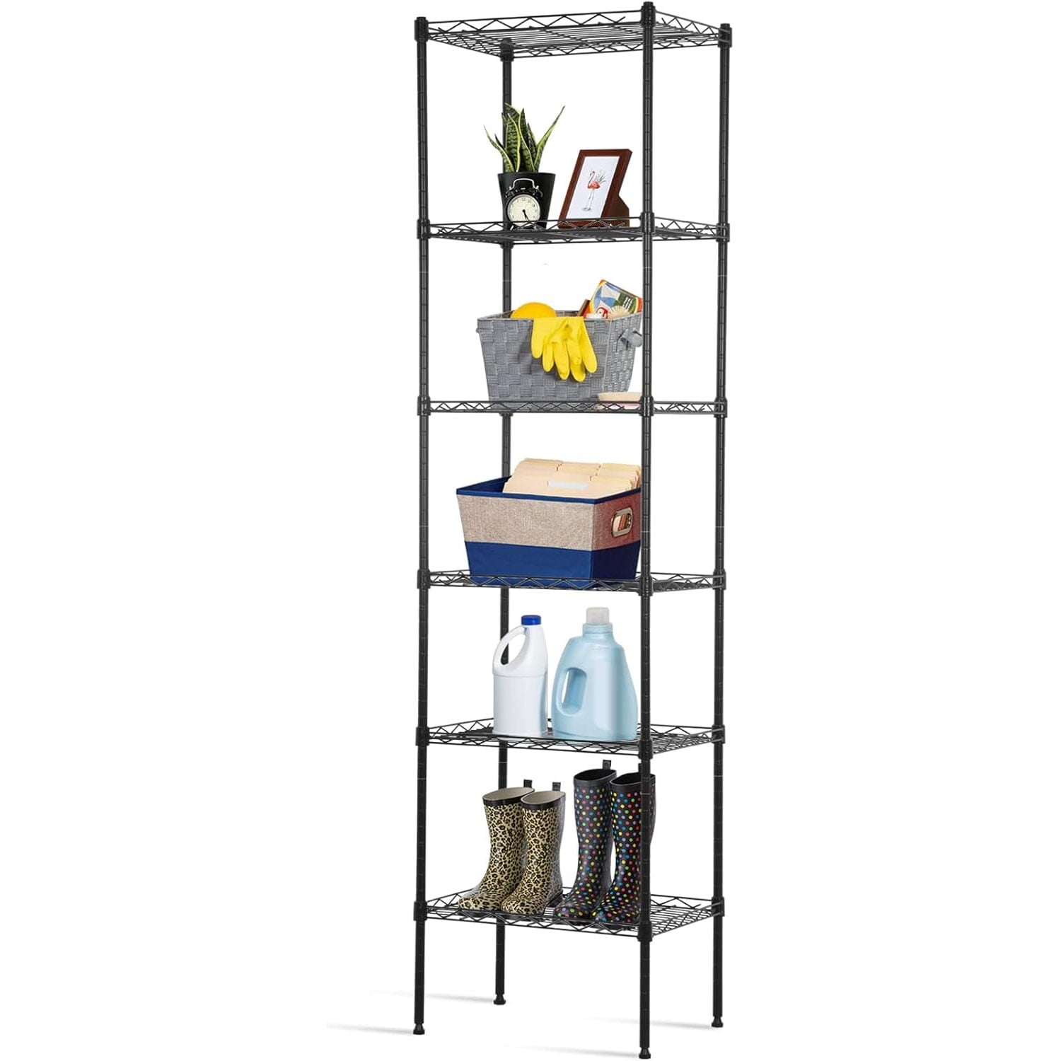 6-Shelf Wire Shelving Unit Adjustable Metal Shelving 600Lb Capacity ...