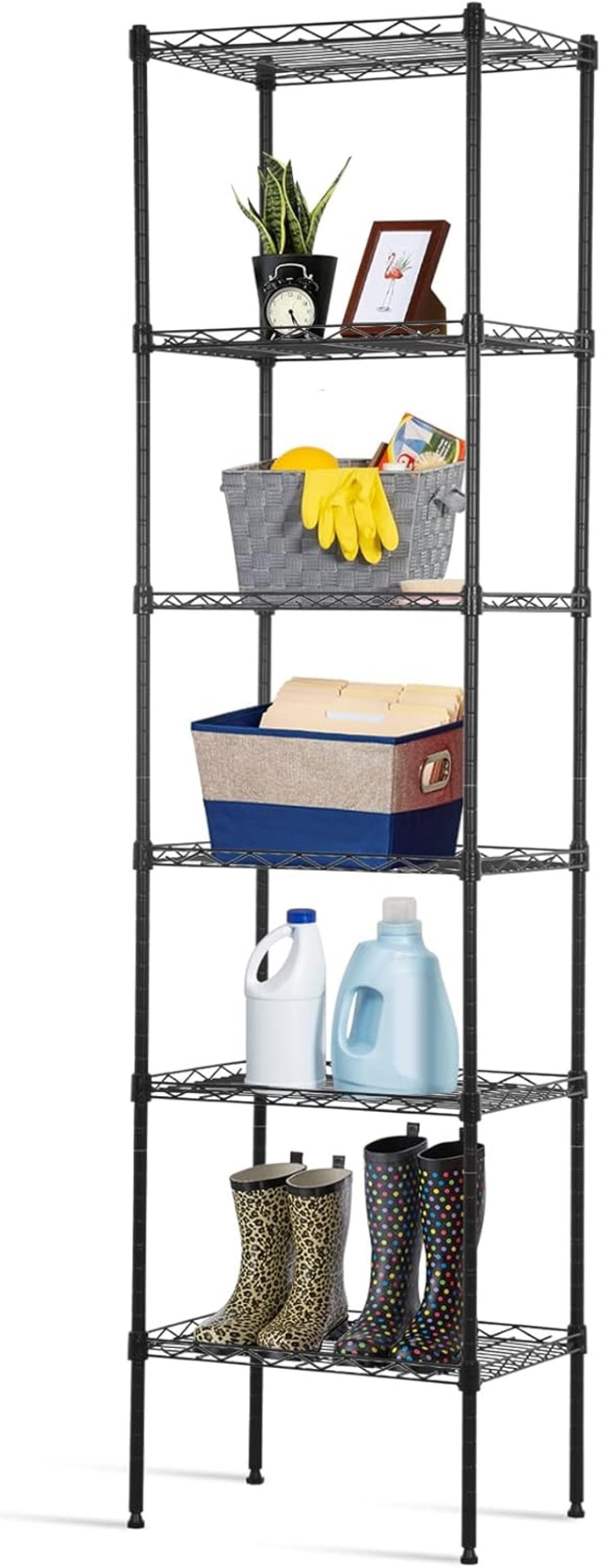 6-Shelf Wire Shelving Unit Adjustable Metal Shelving 600Lb Capacity ...