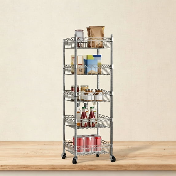 6 Shelves Storage Shelf Wire Closet Bathroom Organizers Metal Pantry ...