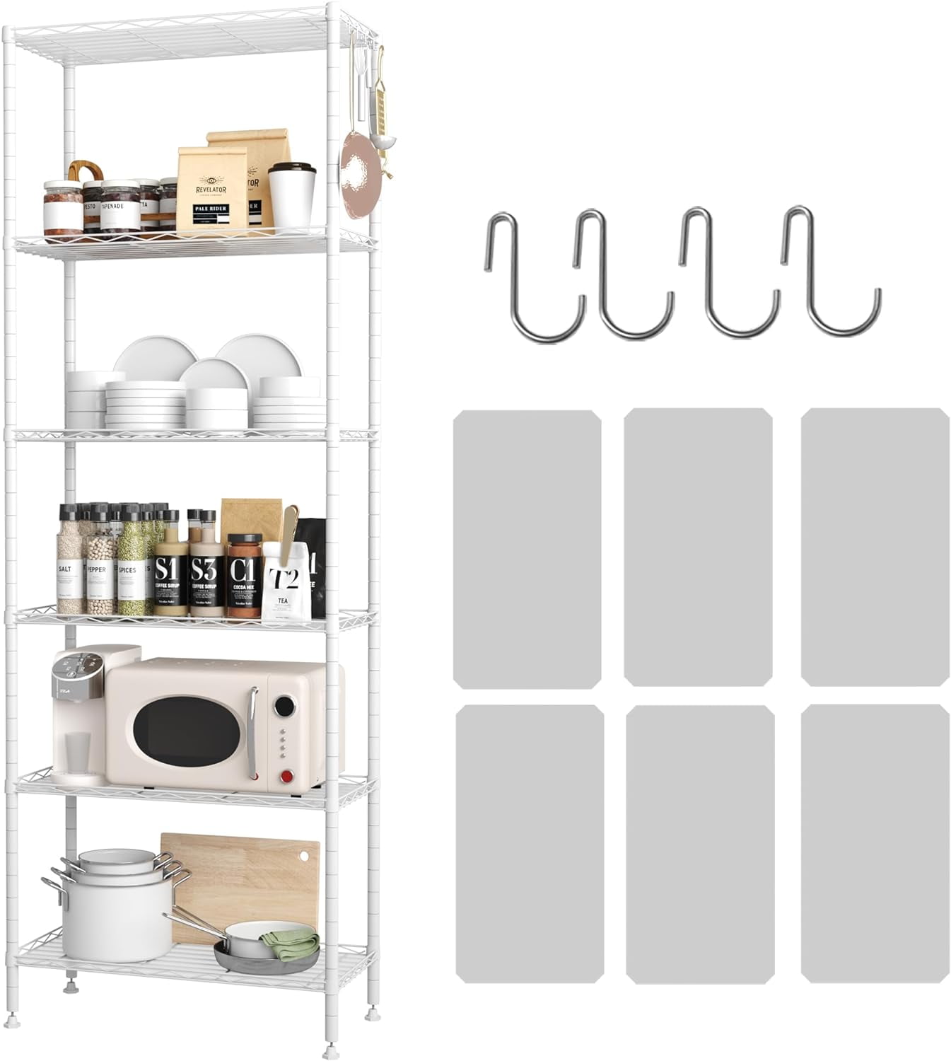 6-Shelving Unit, Adjustable Wire Shelving, Metal Wire Shelf with Shelf ...