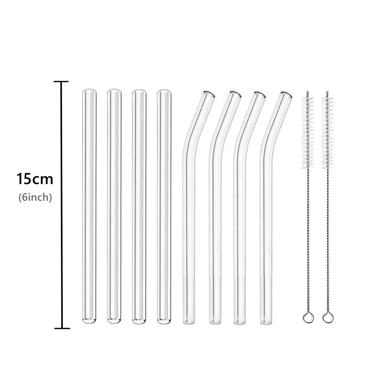 6'' Short Bent Glass Drinking Straws Eco Friendly Reusable Straws for ...