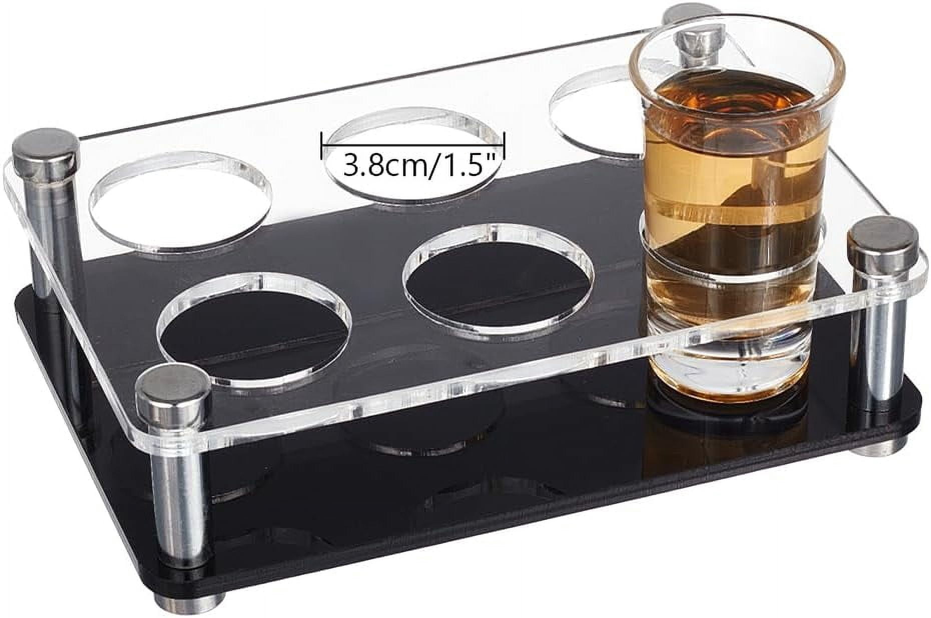 6 Shot Glass Tray Holder Glasses Serving Tray Acrylic Wine Glasses ...