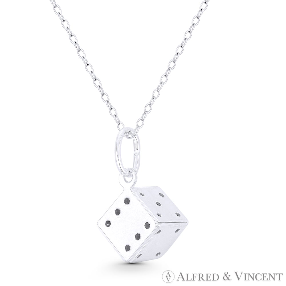 6-Sided Lucky Dice Luck Charm 8x8x8mm (0.3x0.3x0.3in) Pendant & Chain ...
