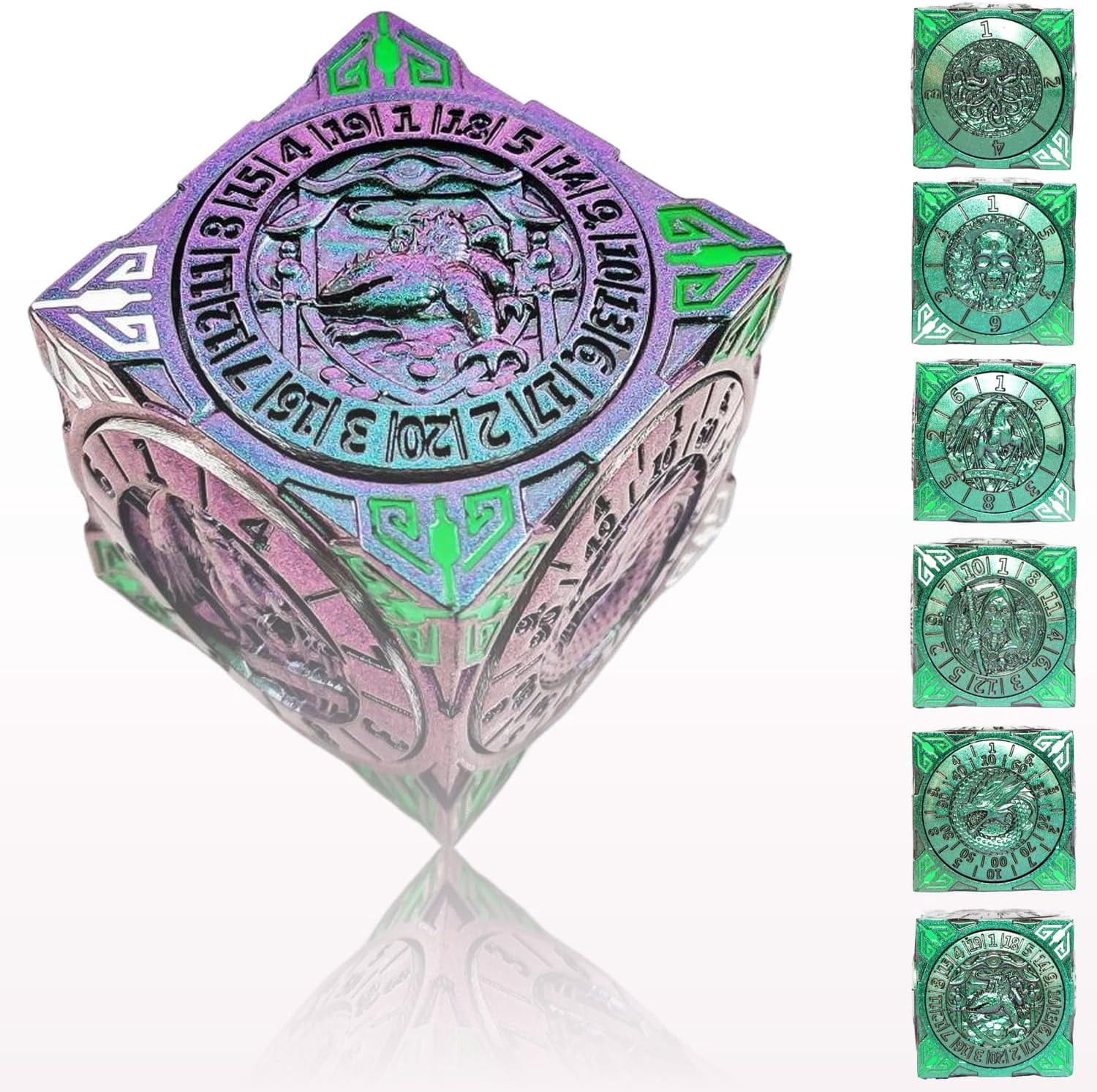 6 Sided Spinner DND Dice - Metal 7-in-1 Cool Role Playing D&D Set ...