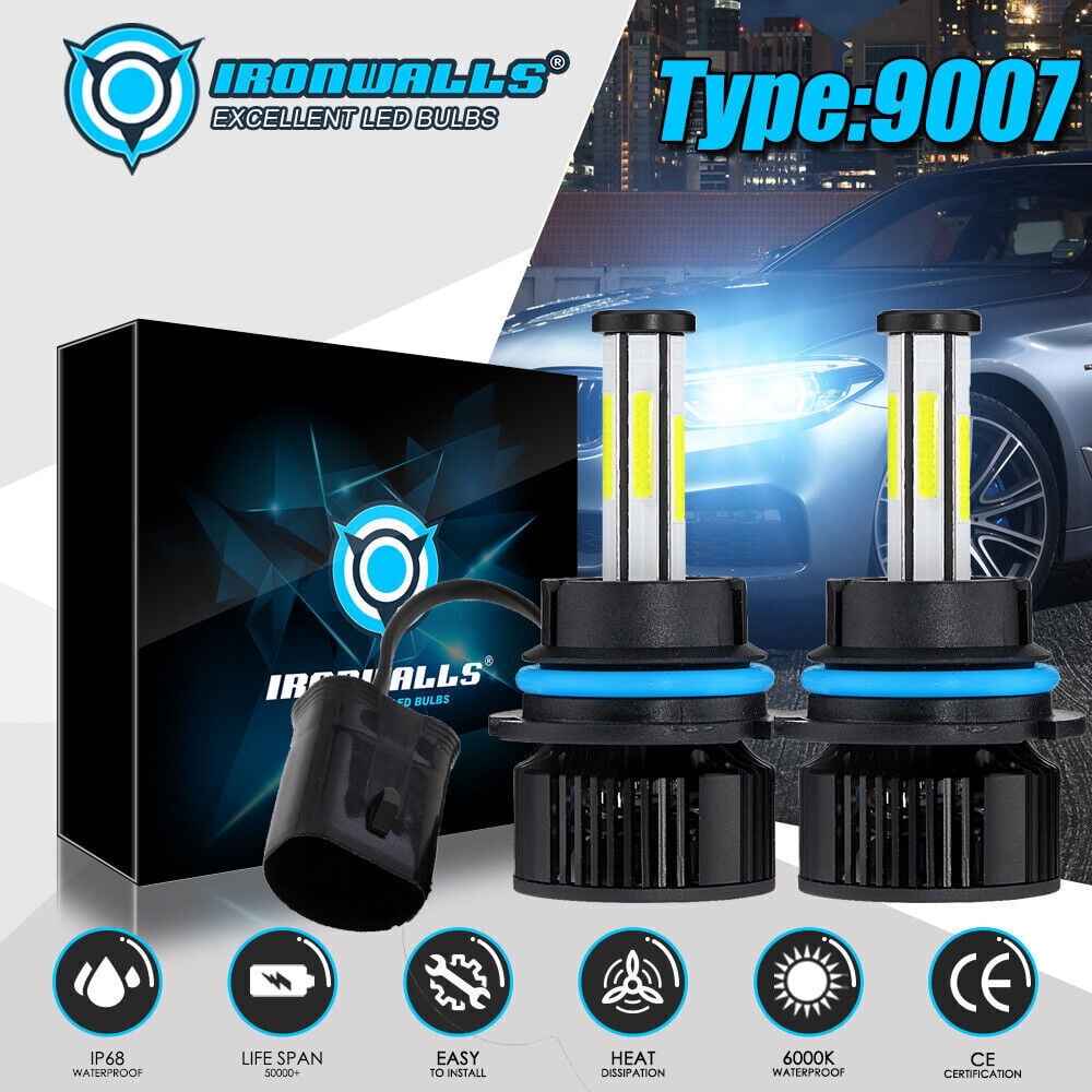 6 Sides 9007 LED Headlight Conversion Kit 2800 W 360000LM HI-LO Beam ...