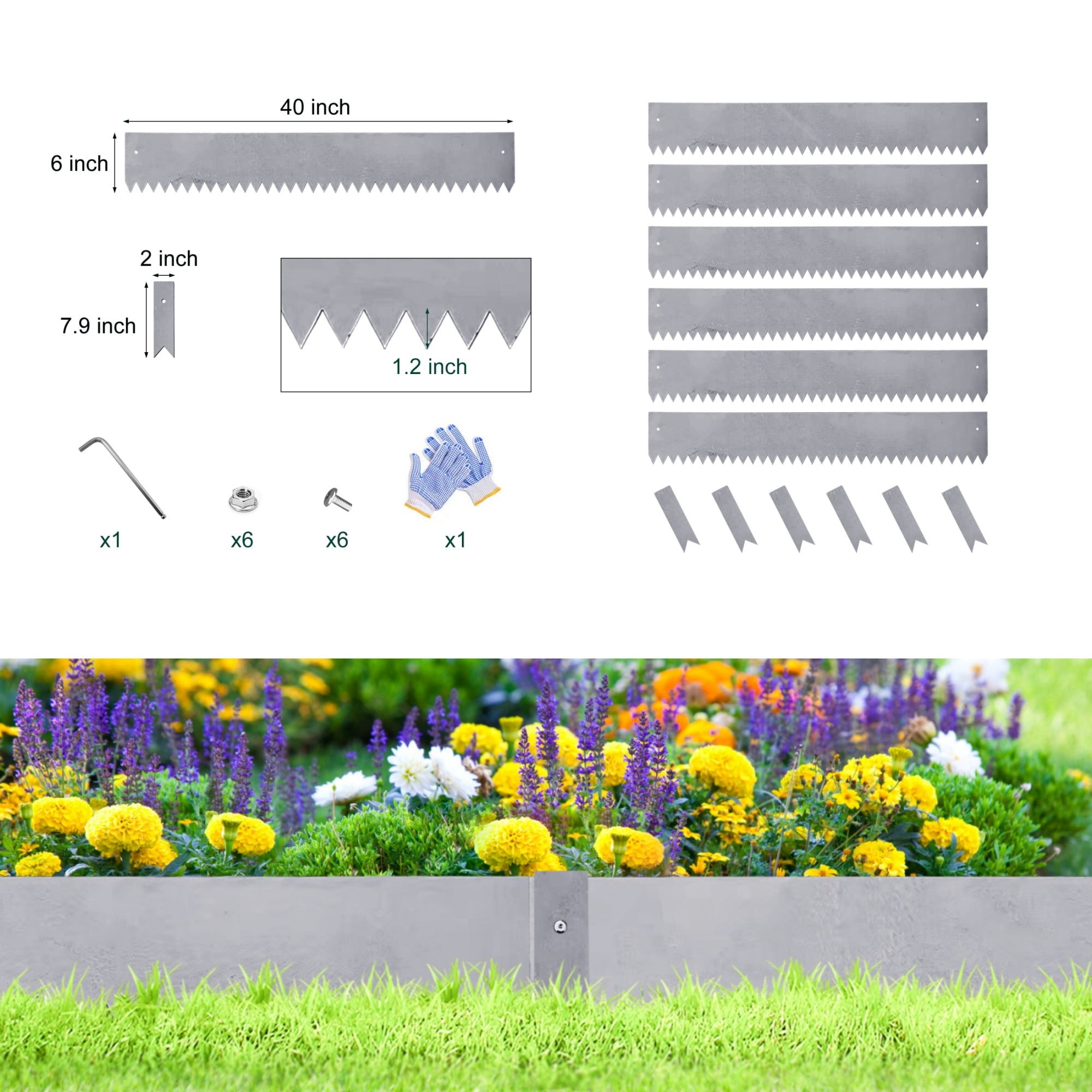 6" Silver Edging for Landscaping Metal Corten Steel Lawn Edge Strips ...