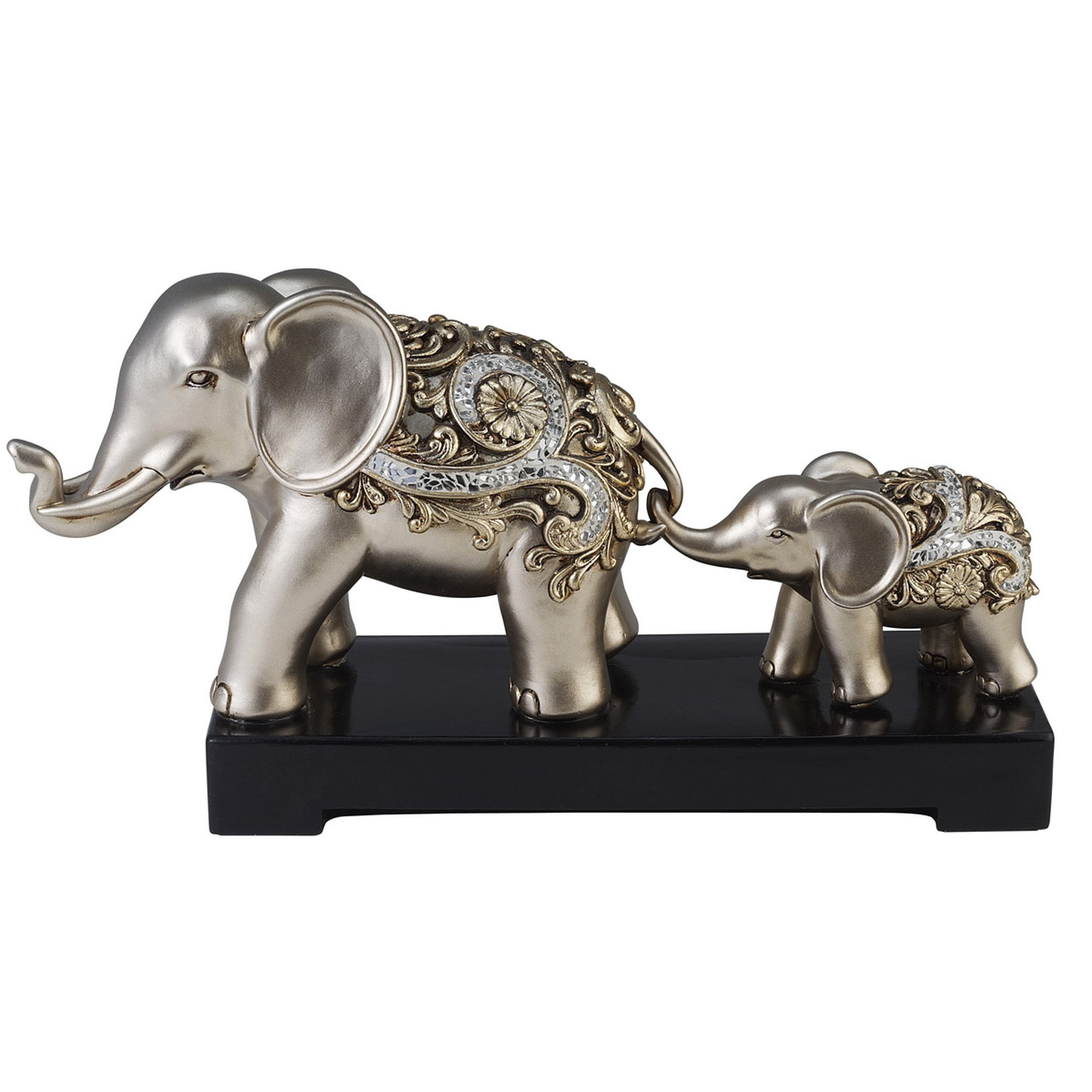 6" Silver Polyresin Elephant Parent and Child Sculpture - Walmart.com