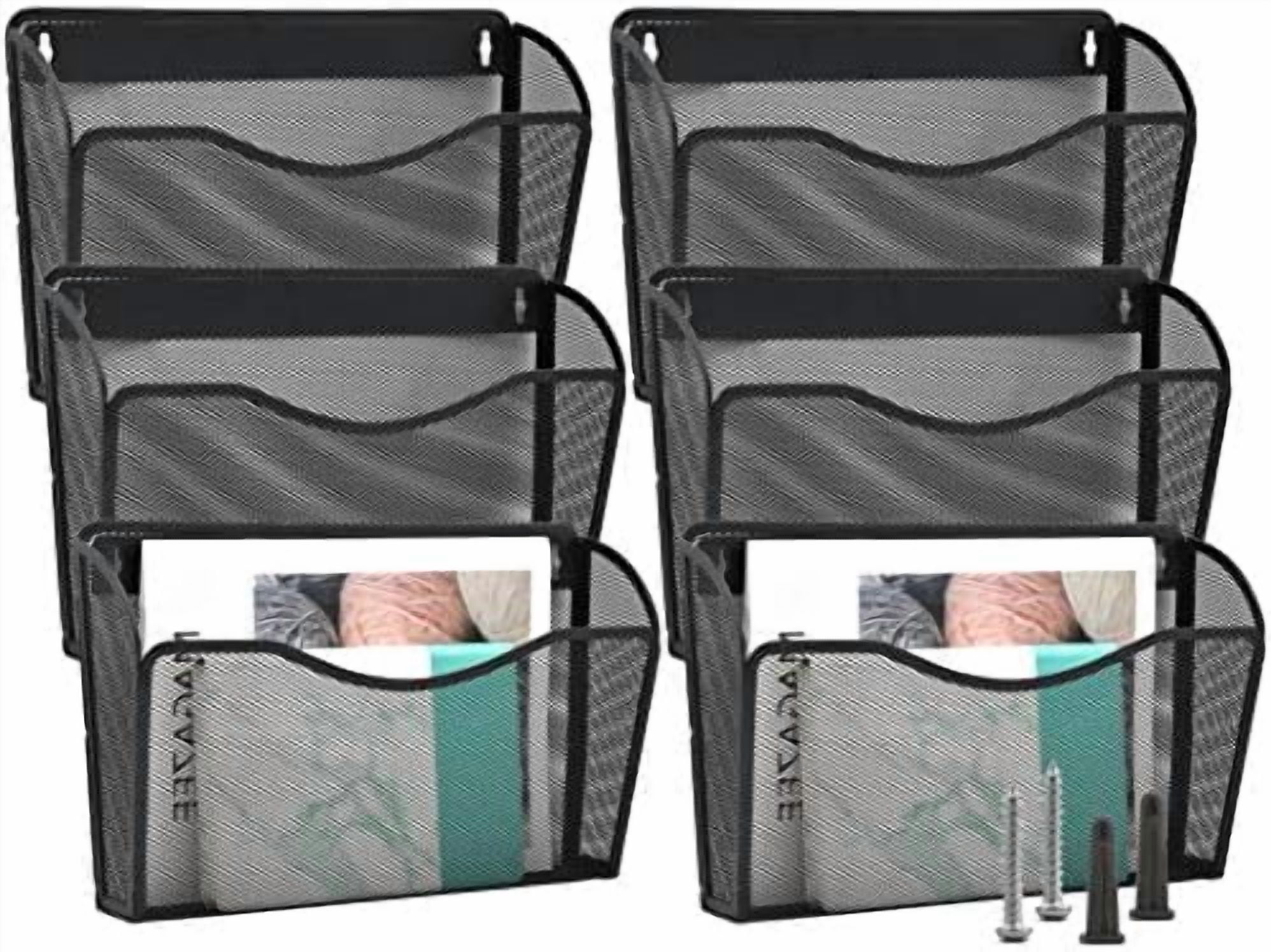 6 Single Pocket Mesh Hanging File Organizer, Vertical Wall Mounted ...