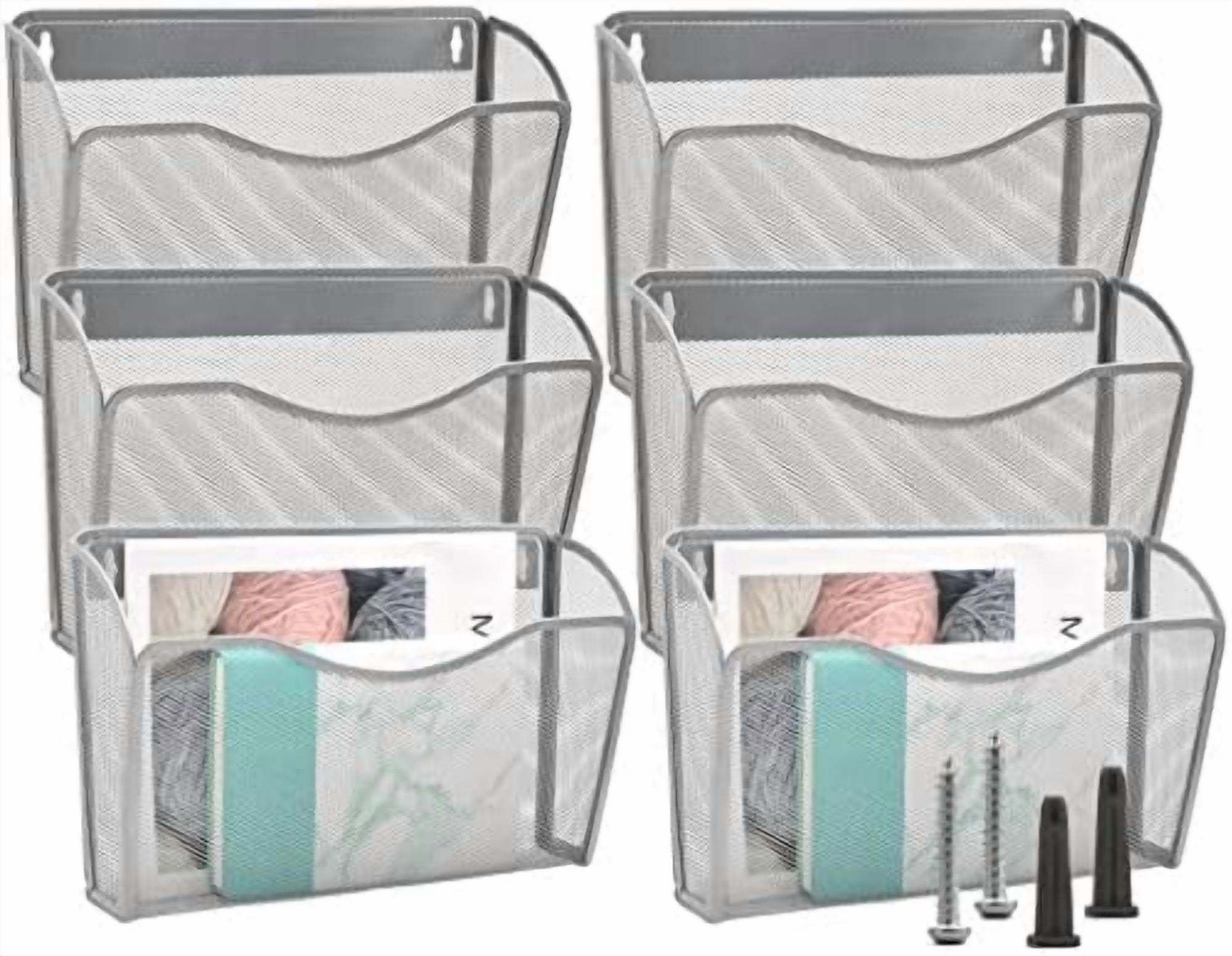 6 Single Pocket Mesh Hanging File Organizer, Vertical Wall Mounted ...
