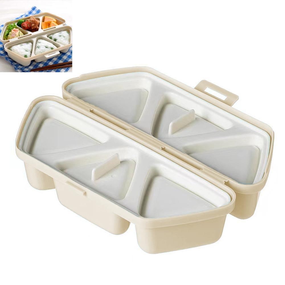 6 Six Cell Sushi Rice Ball Mold 3 Piece Triangular Bento Box e White Pl ...