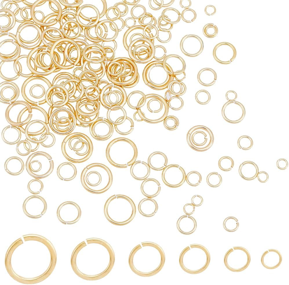 340Pcs 14K Gold Plated Brass Jump Ring Open Round Ring Unsoldered ...