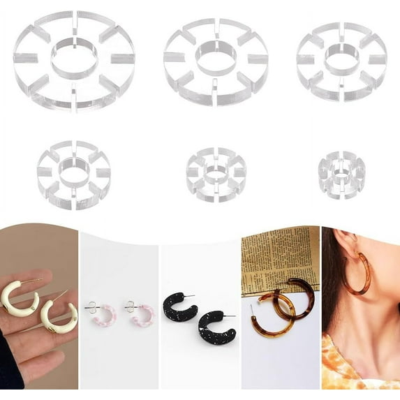 6 Size Polymer Clay Hoop Guide Translucent Jewelry Earring Clay Cutters DIY - Walmart.com