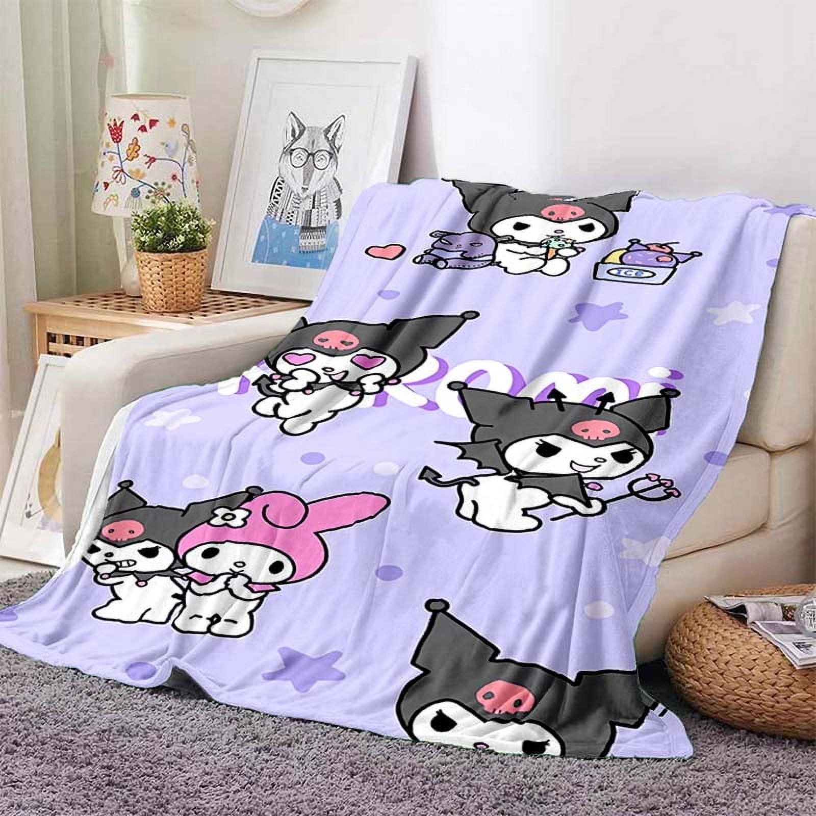 6 Size Warm Soft Kawaii Sanrio Kuromi Custom Blanket Fluffy Children ...